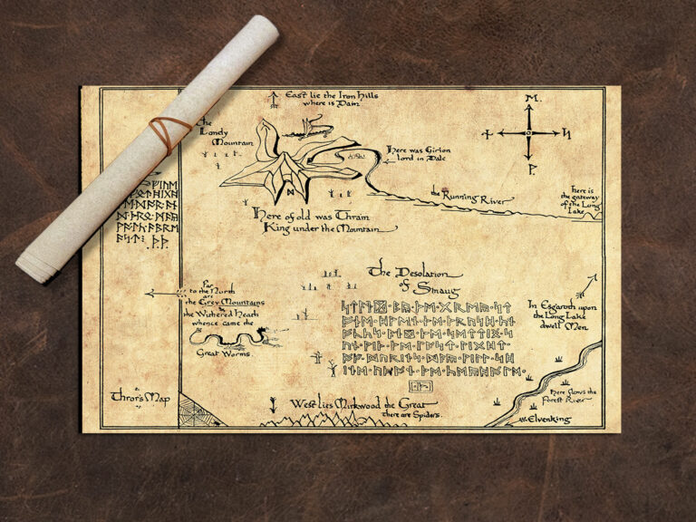 The Hobbit Lonely Mountain Thror's Map - Cloth Map Scroll (Inspired by ...