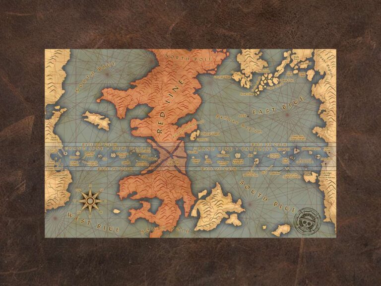 One Piece World Cloth Map Scroll - Inspired by One Piece - Geekify Inc