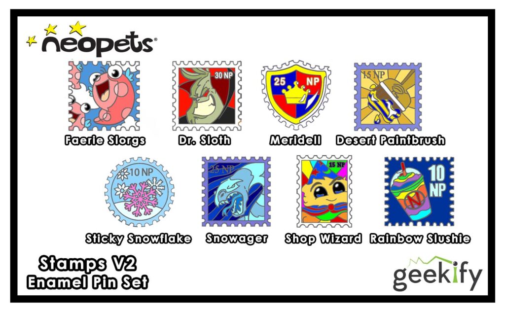 Neopets – Stamps Soft Enamel Pins V2 (Officially Licensed) - Geekify Inc