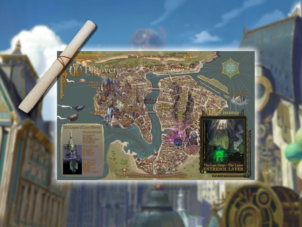 Map of Piltover - Cloth Map Scroll (Inspired by Arcane) - Geekify Inc
